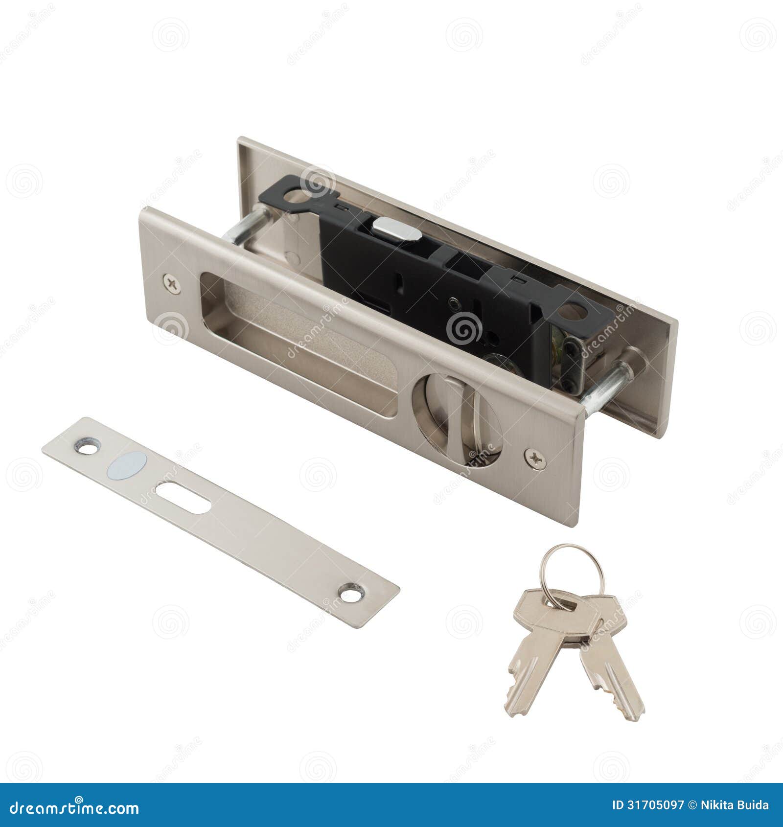 Door Lock Assembly on White Background Stock Image - Image of gold ...