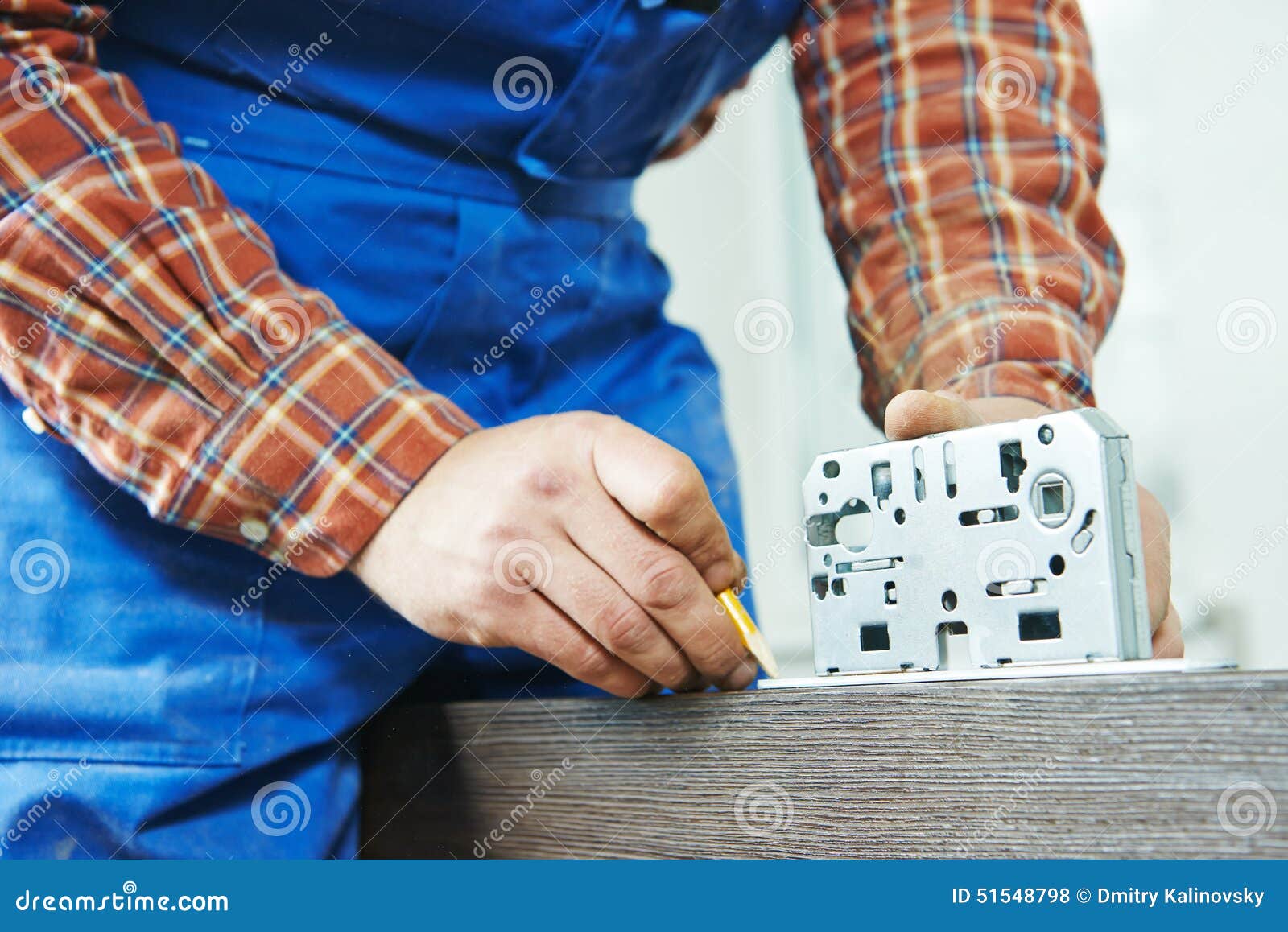 Door lock installation stock photo. Image of process - 51548798