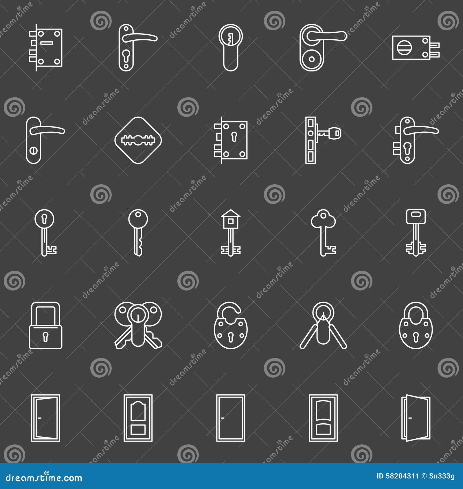 Door lock and key icons stock vector. Illustration of accessory - 58204311