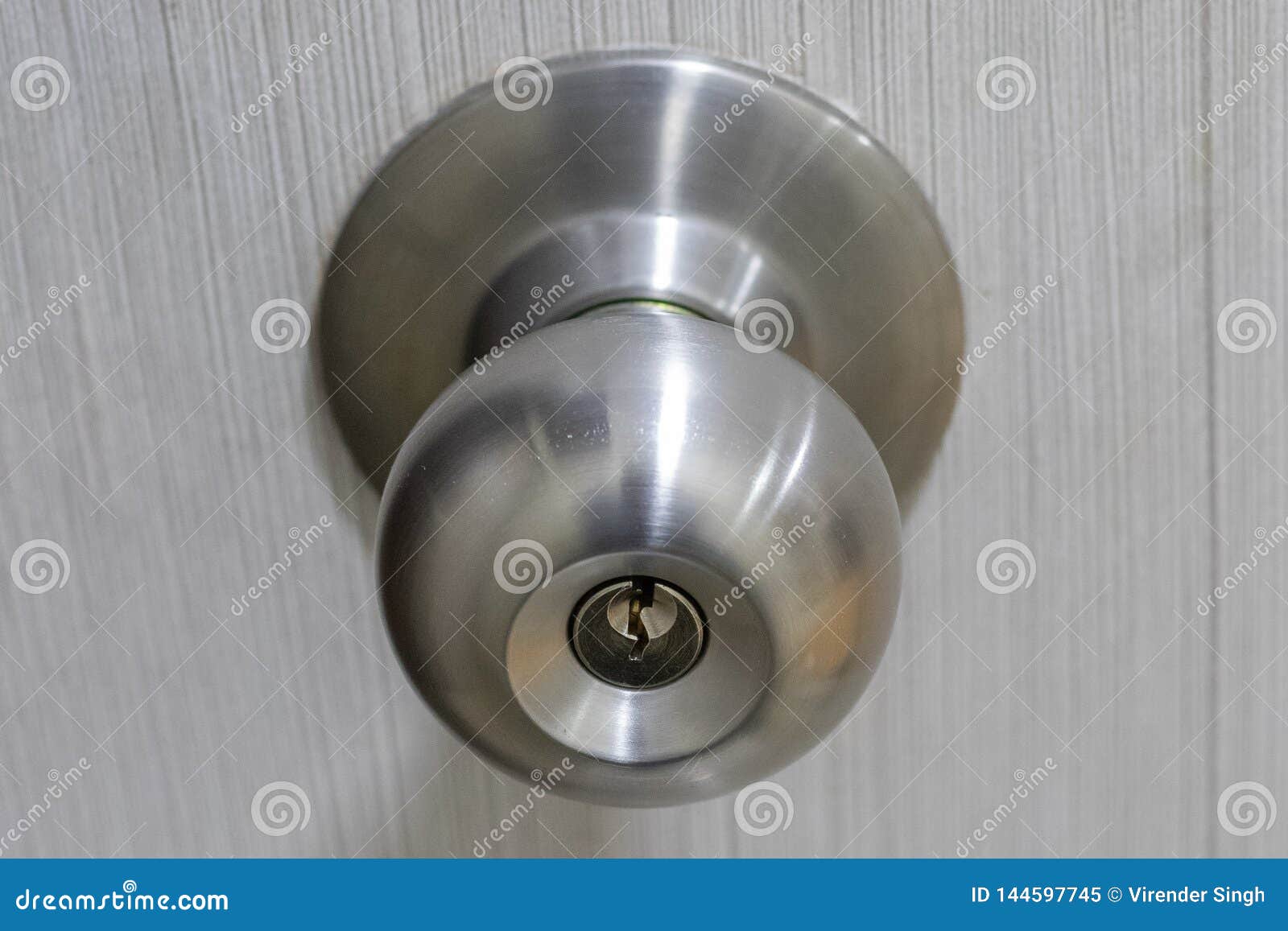 Door Lock with a Keyhole, Closeup View Stock Image - Image of door ...