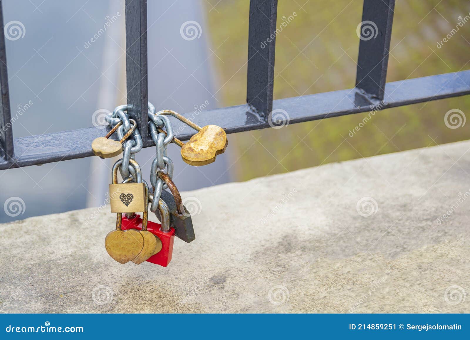 Door Lock on the Railing of the Bridge Stock Image - Image of ...