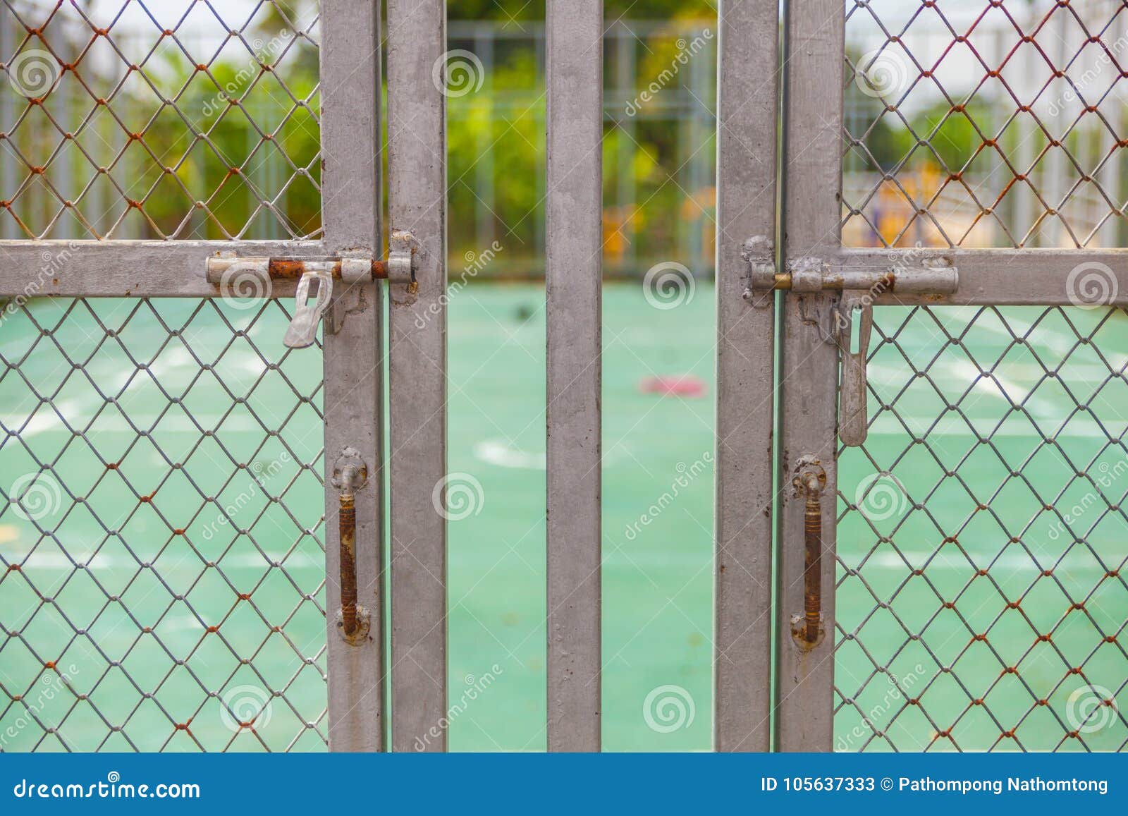 Door lock at sport field stock image. Image of garden - 105637333