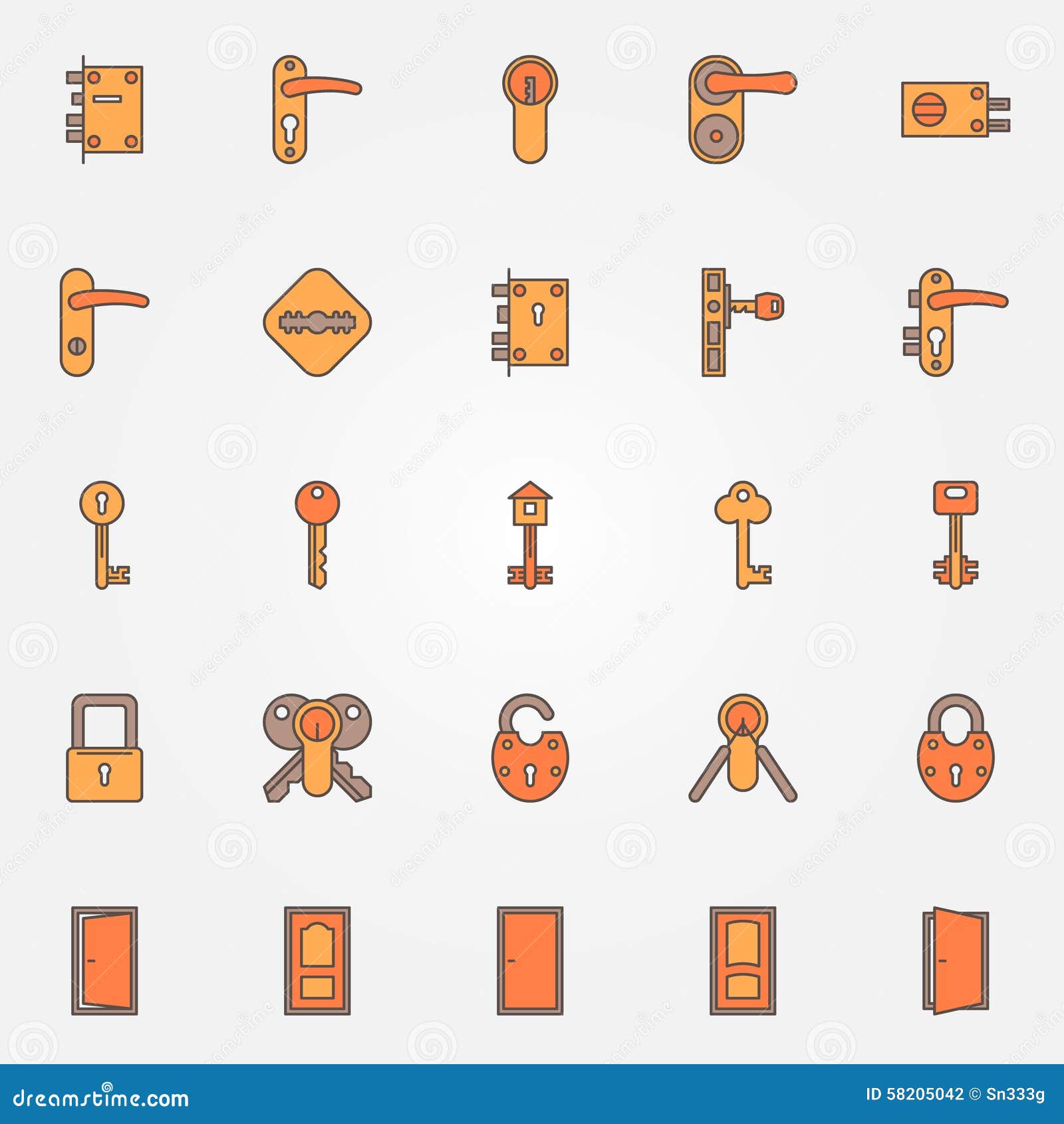 Door Locks Installation Logo, Repair Flat Line Icon. Lock Cylinder ...