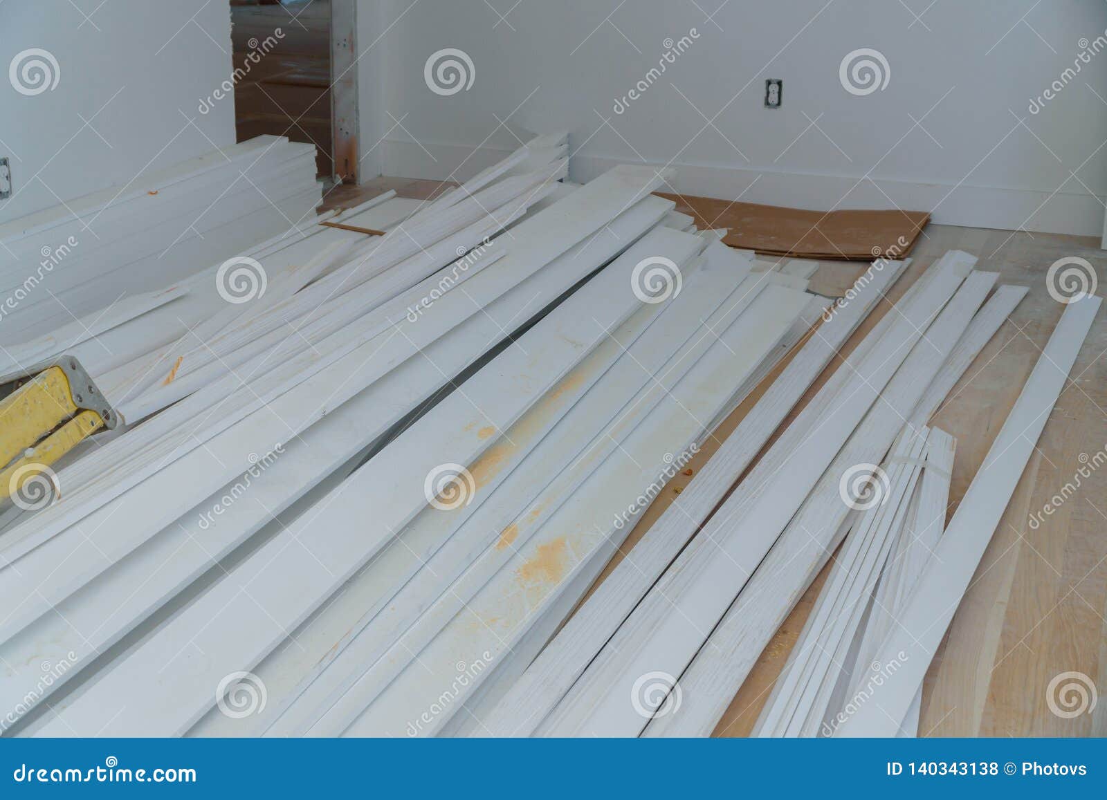 Door and Molding Unfinished Home of House Under Construction Stock ...