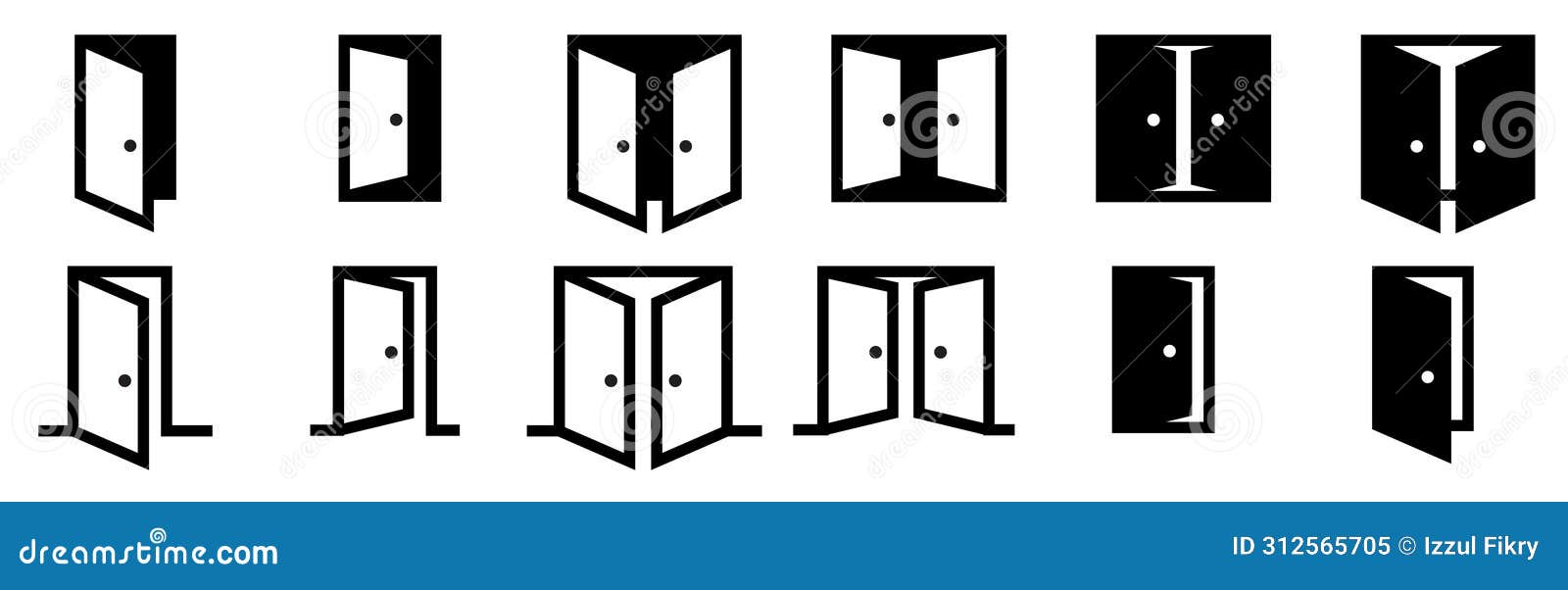 Door Open Icon Symbol Black Isolated Vector Stock Vector - Illustration ...
