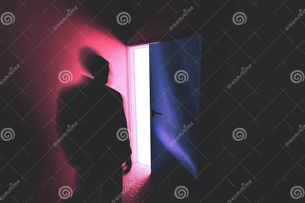 The Door is Open and the Light is Shining with a Person on the ...