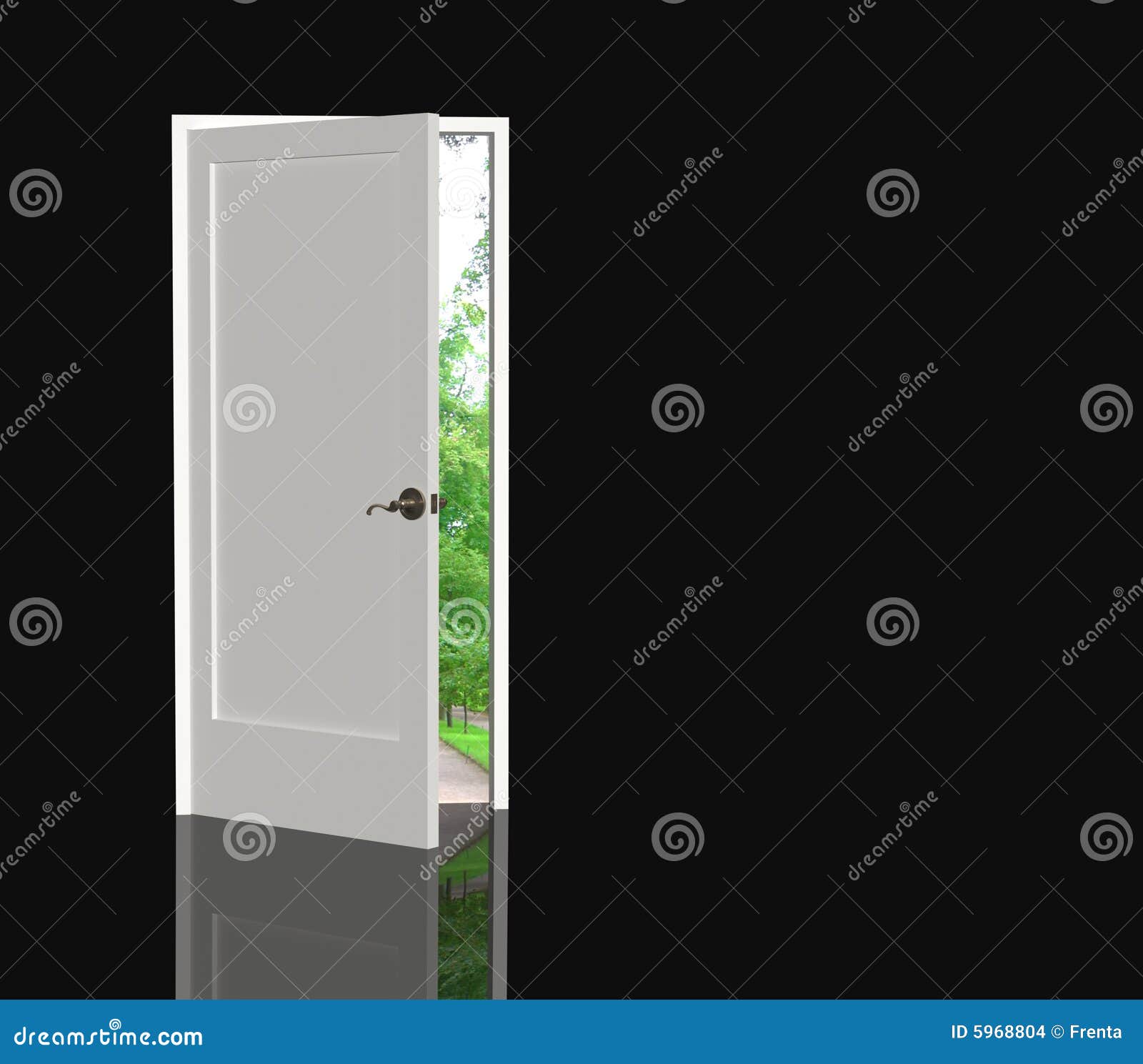 Door Open in the Real World Stock Illustration - Illustration of garden ...