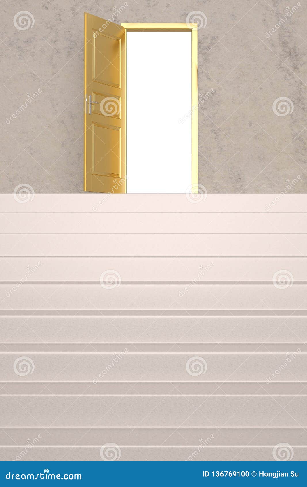 A Door Open on White Wall 3D Illustration Stock Illustration ...