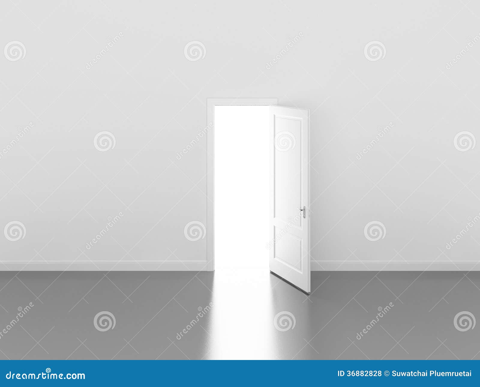 Door Open on White Wall ,3d Stock Illustration - Illustration of door ...