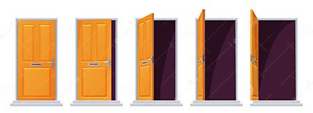 Door Opening Sequence, Animation Set, Different Positions of Open, Ajar ...