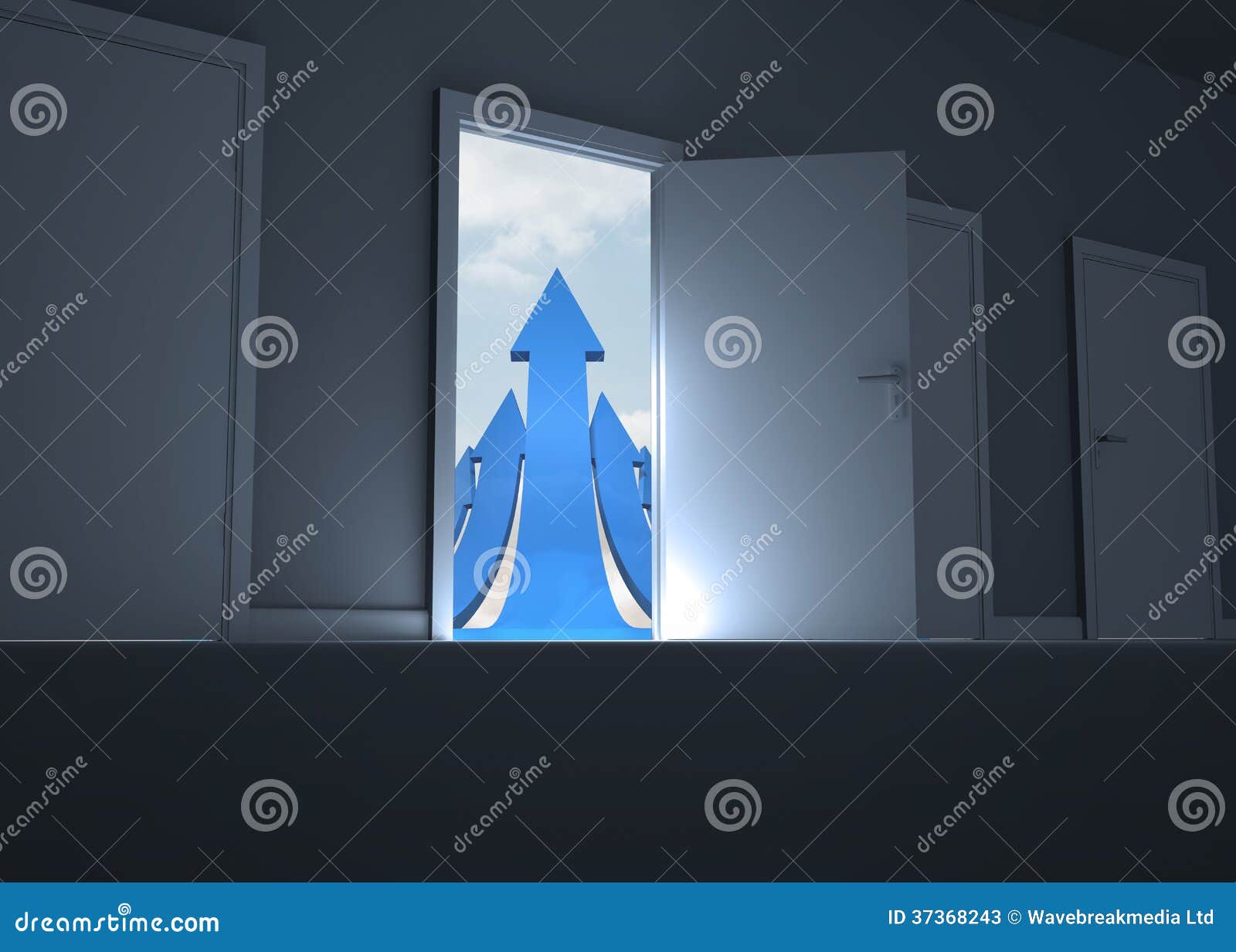Door Opening To Show Arrows Stock Illustration - Illustration of ...