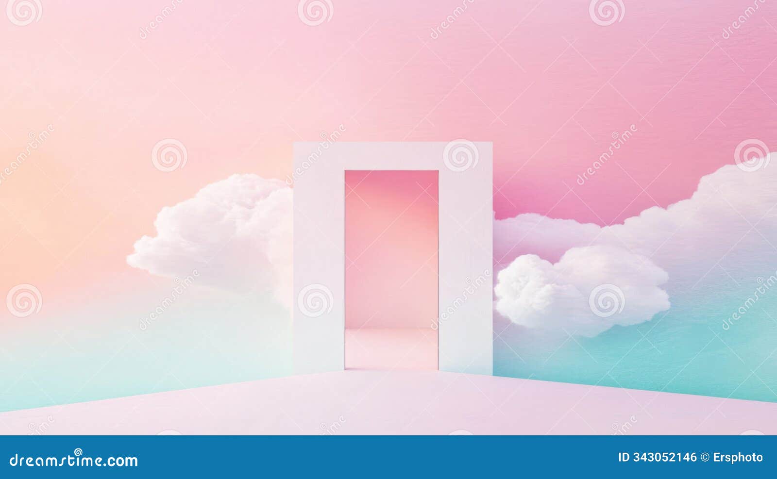 The Door Opens with Dramatic White Clouds Floating, Creating the ...