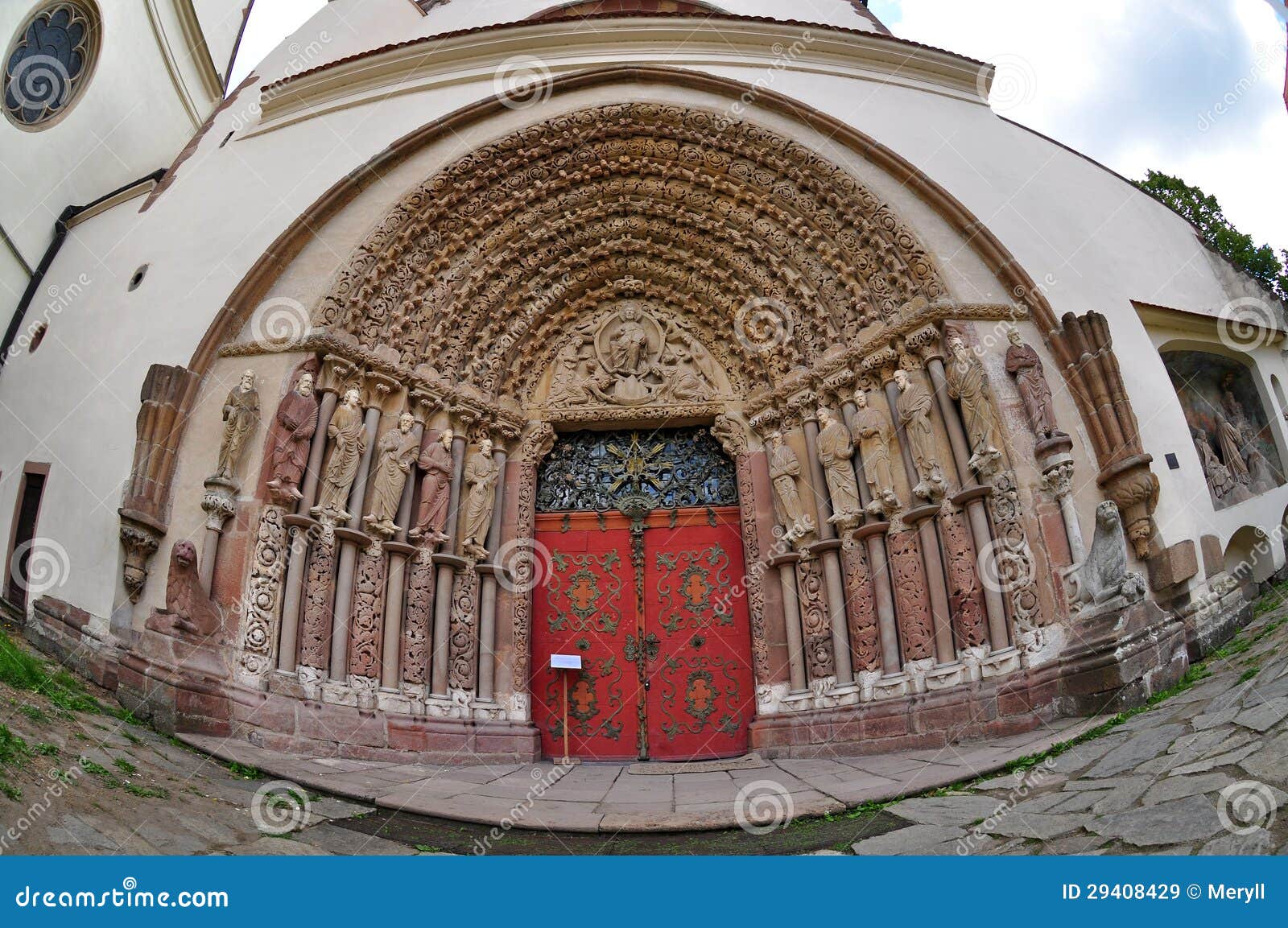 Porta Coeli. Gothic Portal Of The Romanesque-Gothic Basilica Of The ...