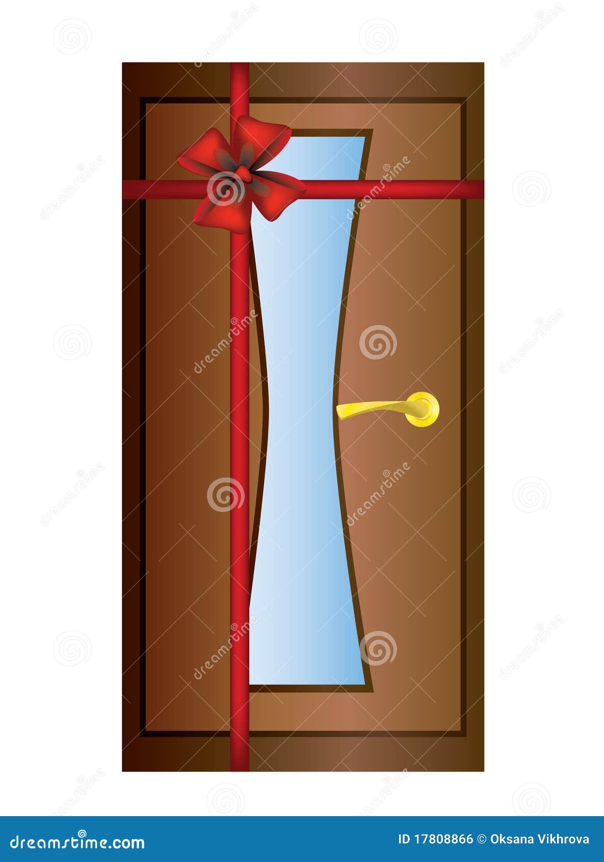 Door with a red ribbon. stock vector. Illustration of isolated - 17808866