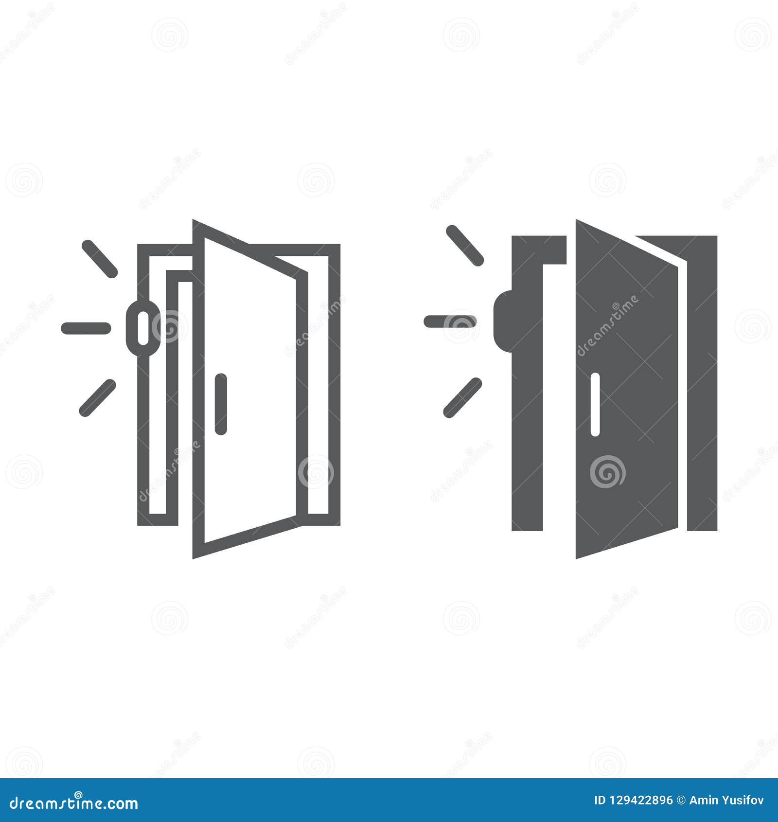 Door Sensor Line and Glyph Icon, Access Security Stock Vector ...