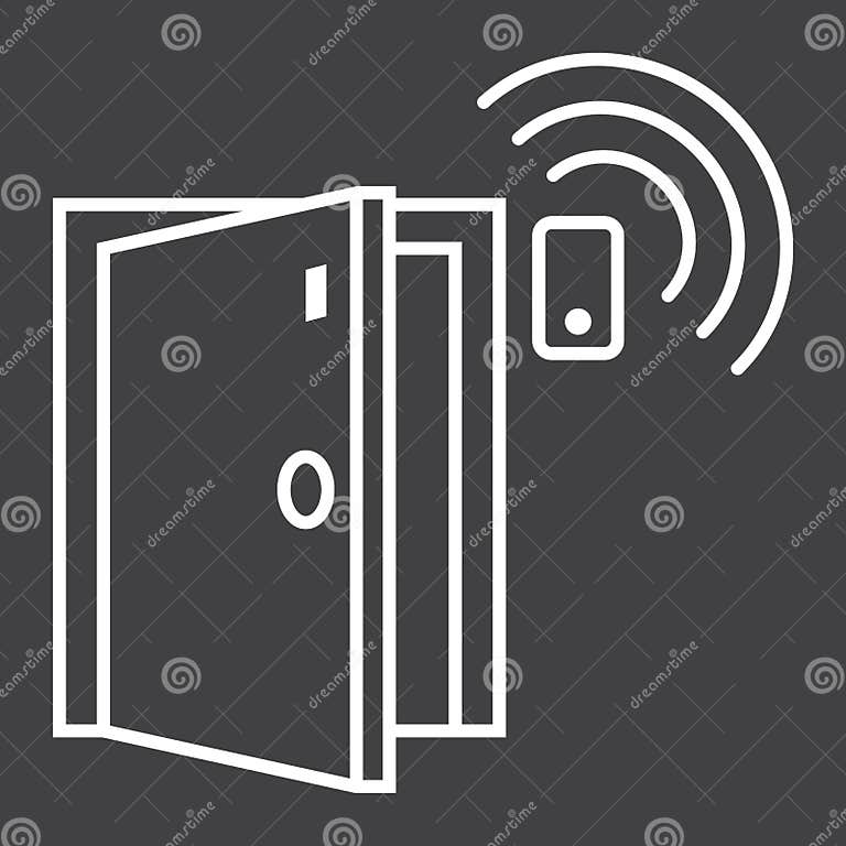 Door Sensor Line Icon, Security and Alarm Stock Vector - Illustration ...