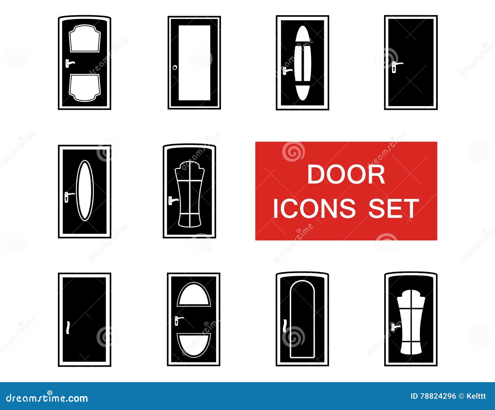 Door Set with Red Signboard Stock Vector - Illustration of doorway ...