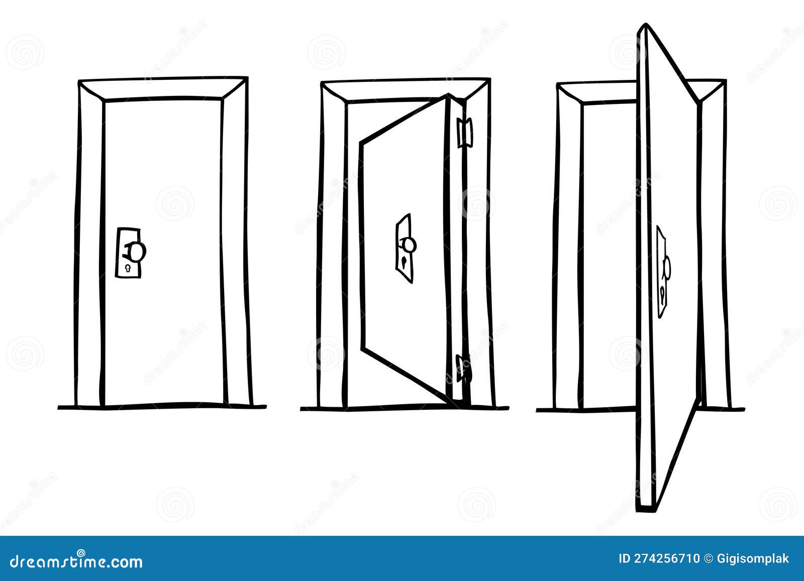 Door Set 3 Vector Simple Hand Draw Sketch, Close Open Stock Vector ... Door Set 3 Vector Simple Hand Draw Sketch, Close Open Stock Vector ...