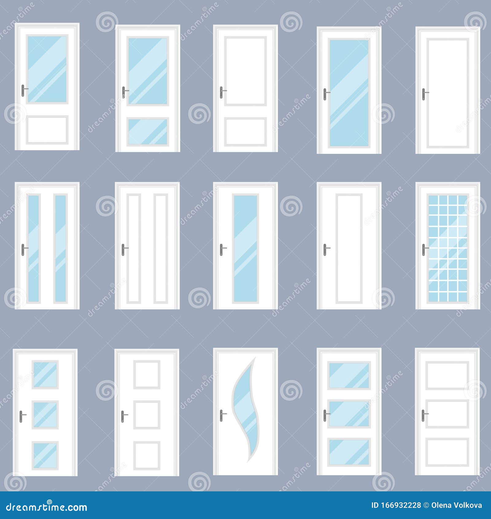 Door, Set of White Doors with Glass. Vector Illustration Stock ...