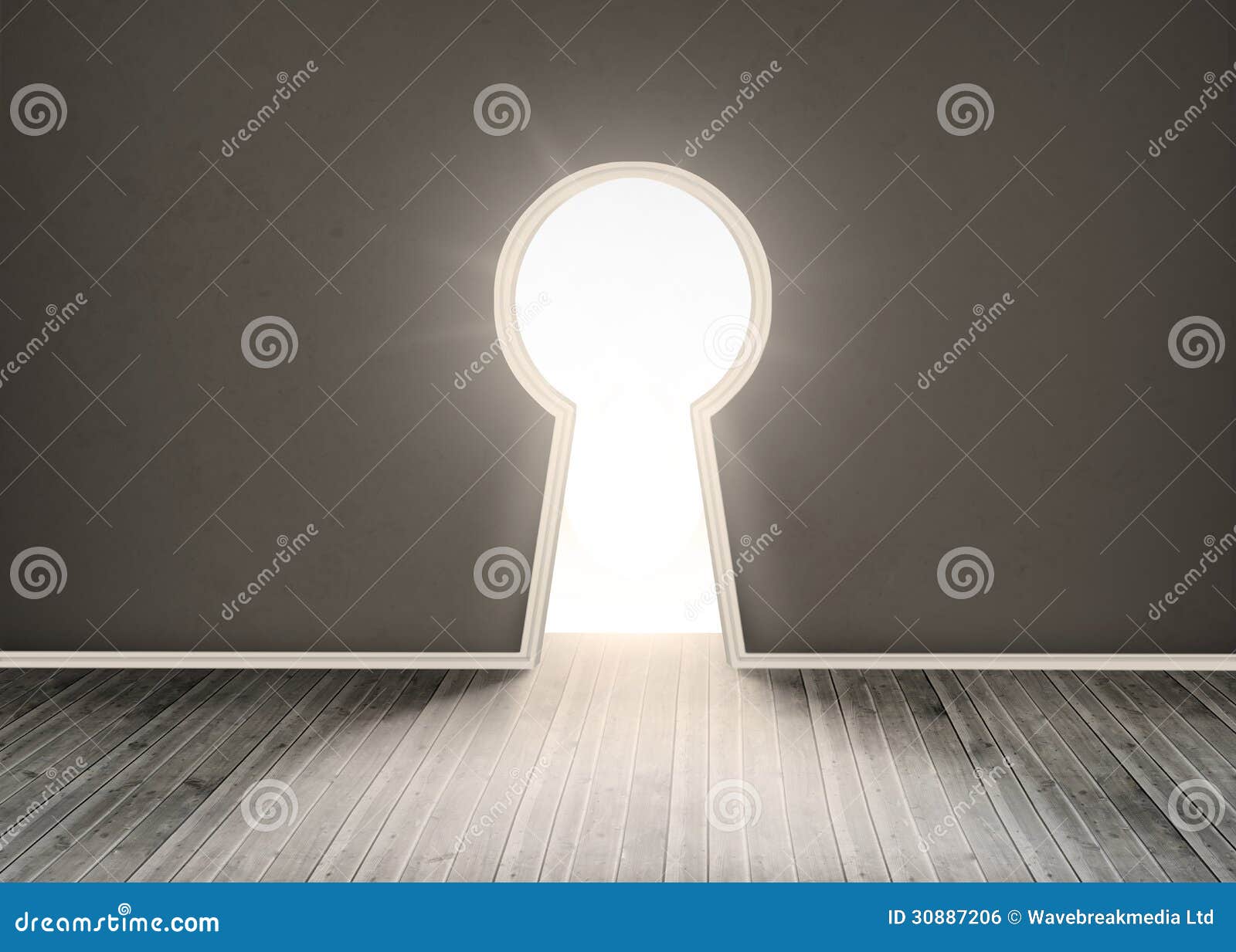 Door Shaped Keyhole Showing Bright Light Stock Illustration ...