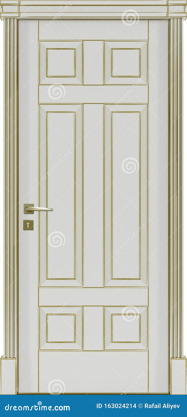 Door Texture, White and Gold Color for Classic Interior 3D Render ...