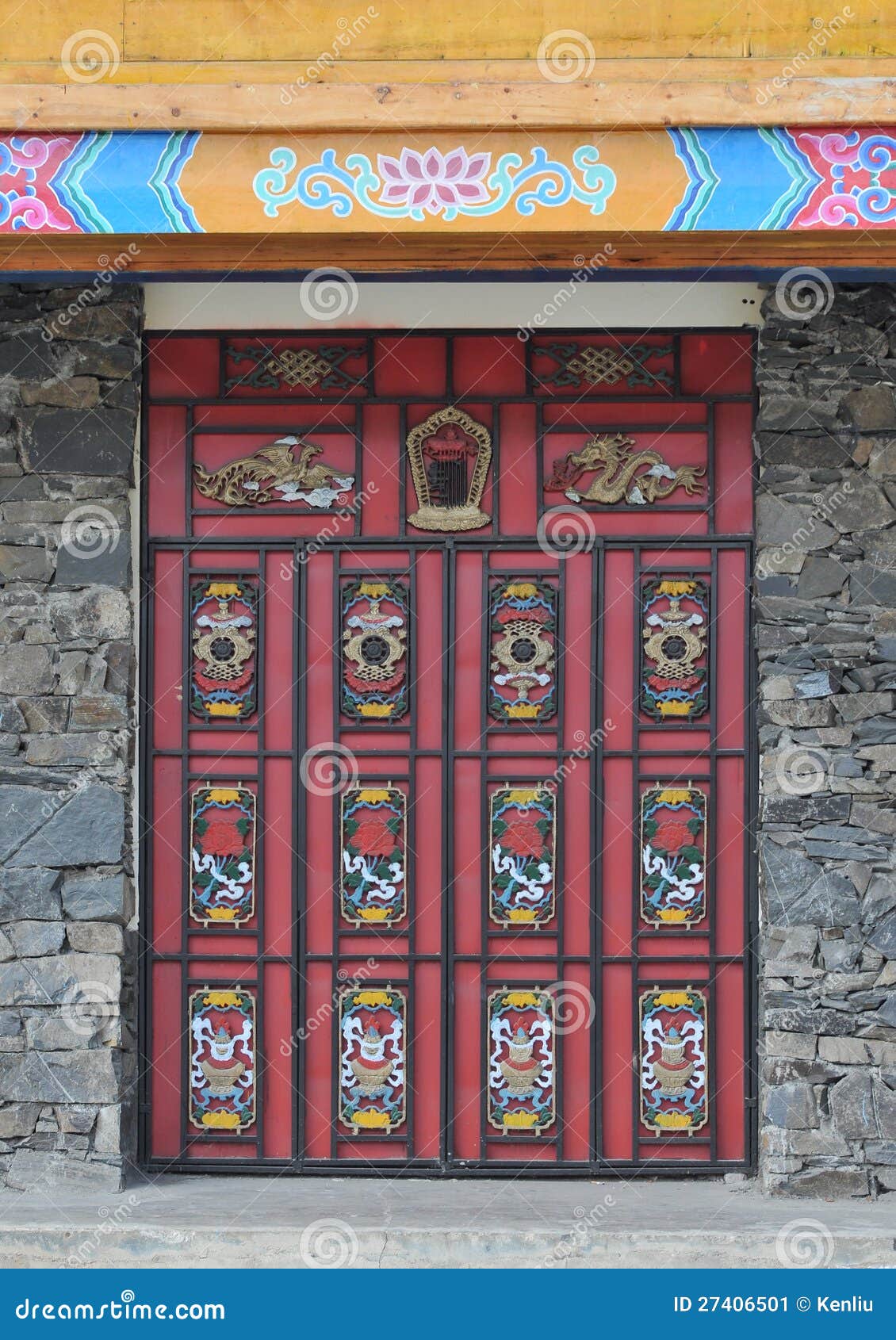 Door with Tibetan Style stock image. Image of religious - 27406501