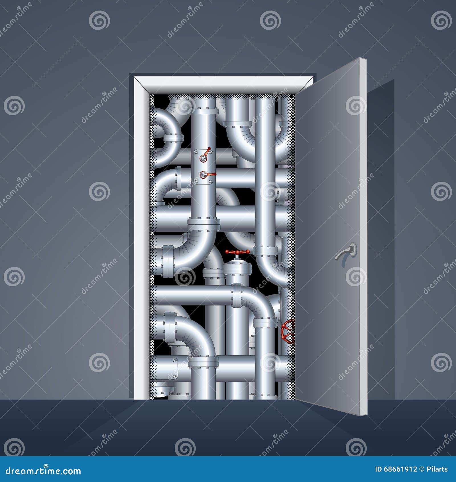 Boiler Room Technical Drawings. Heater Engineering Project. Cartoon ...