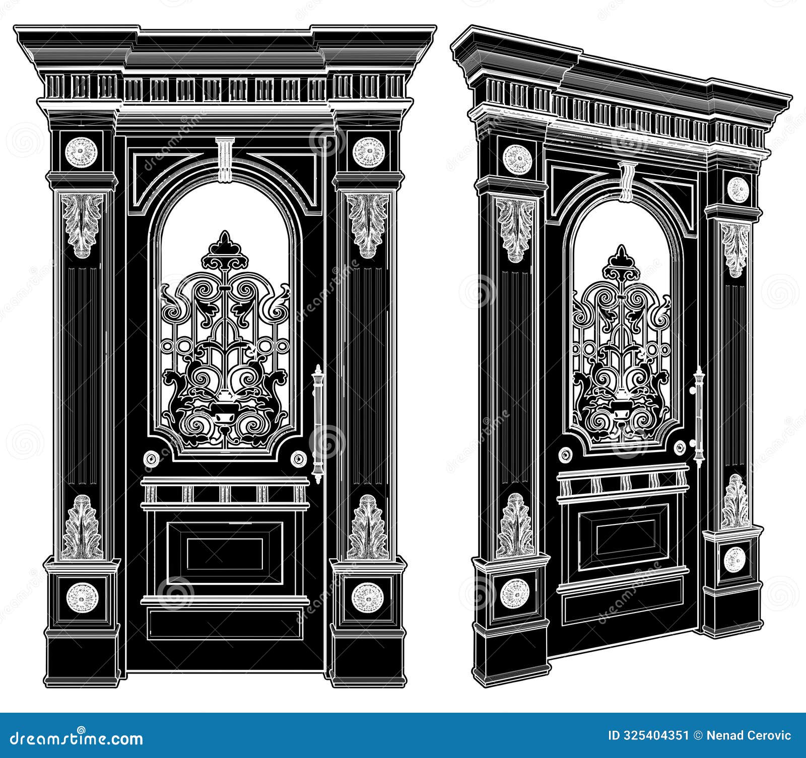 Door Vector. Illustration Isolated on White. Antique Retro Classic Door ...