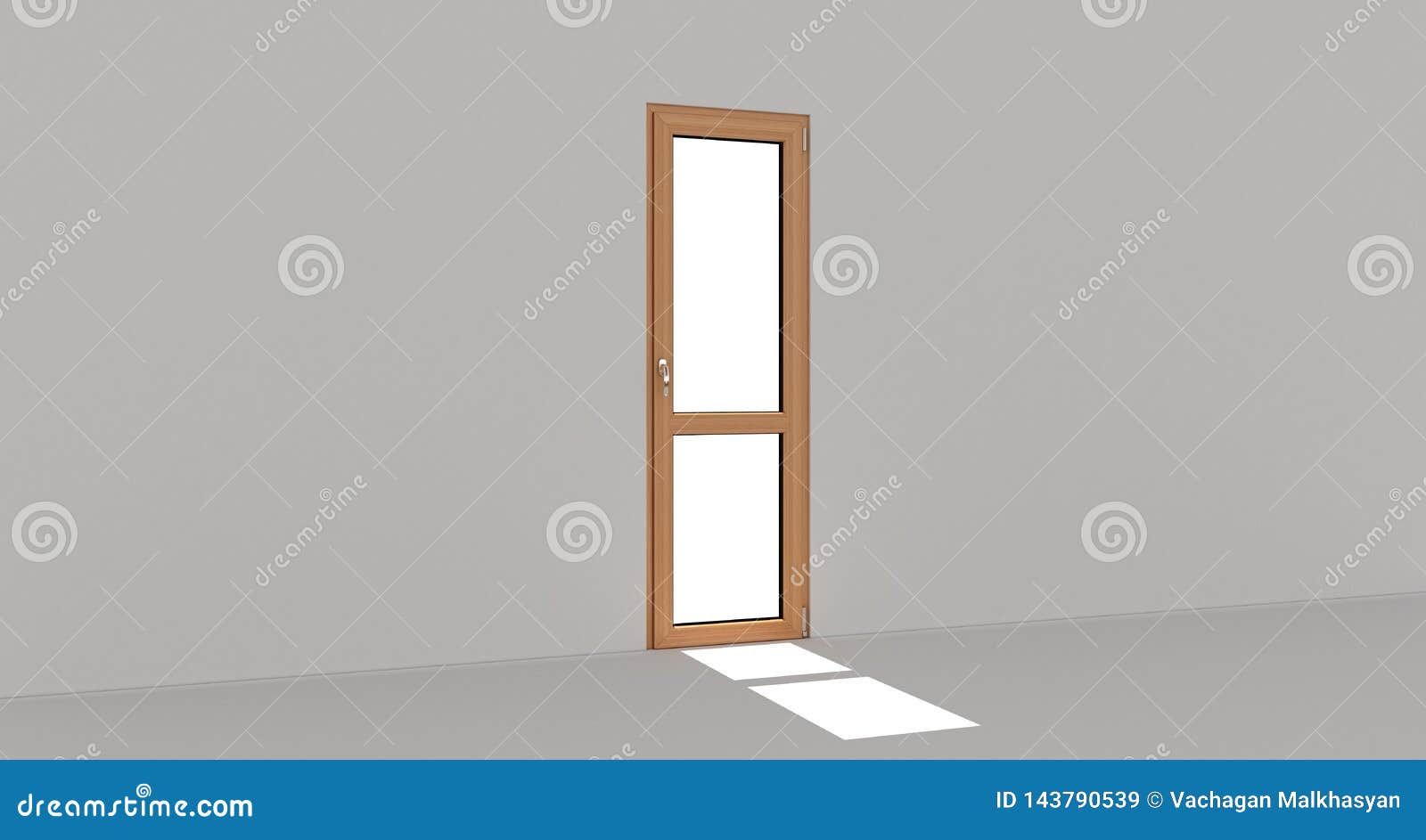 Door. White Wall. Isolated Door. Wooden Door. 3D Render Stock ...