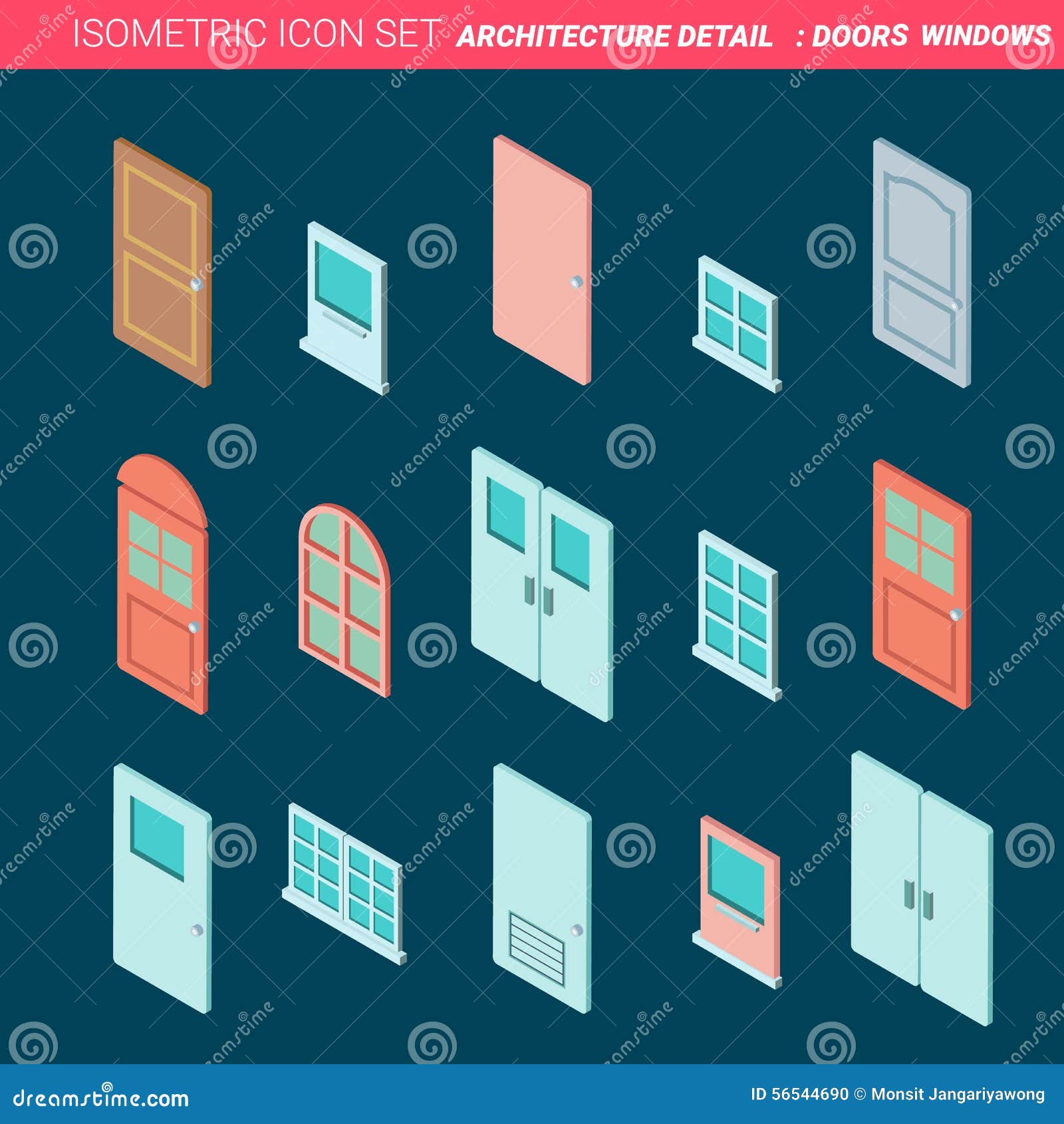 Window Isometric. Industrial Aluminium White Frames For Glasses Room ...