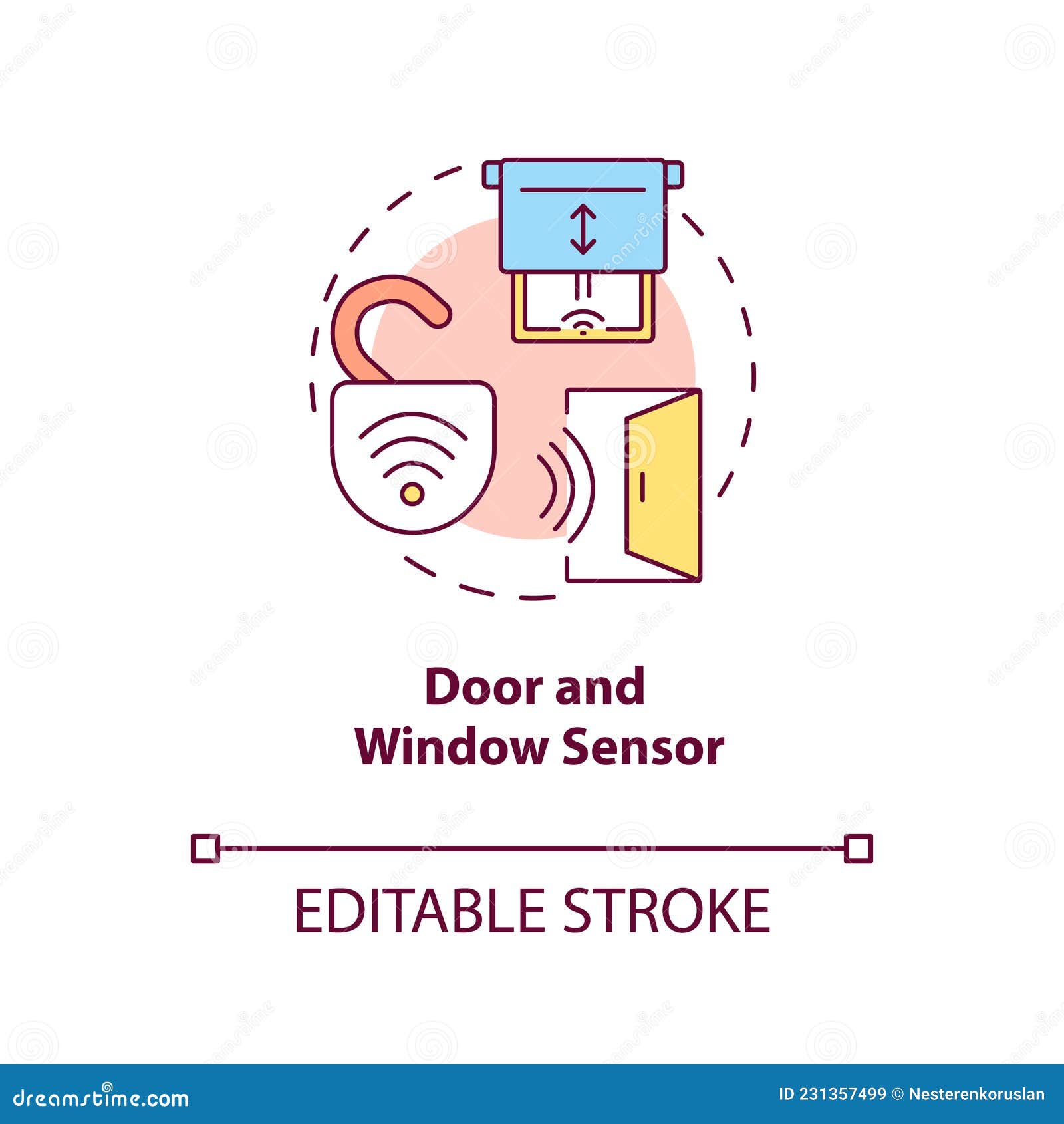 Door and Window Sensor Concept Icon Stock Vector - Illustration of home ...
