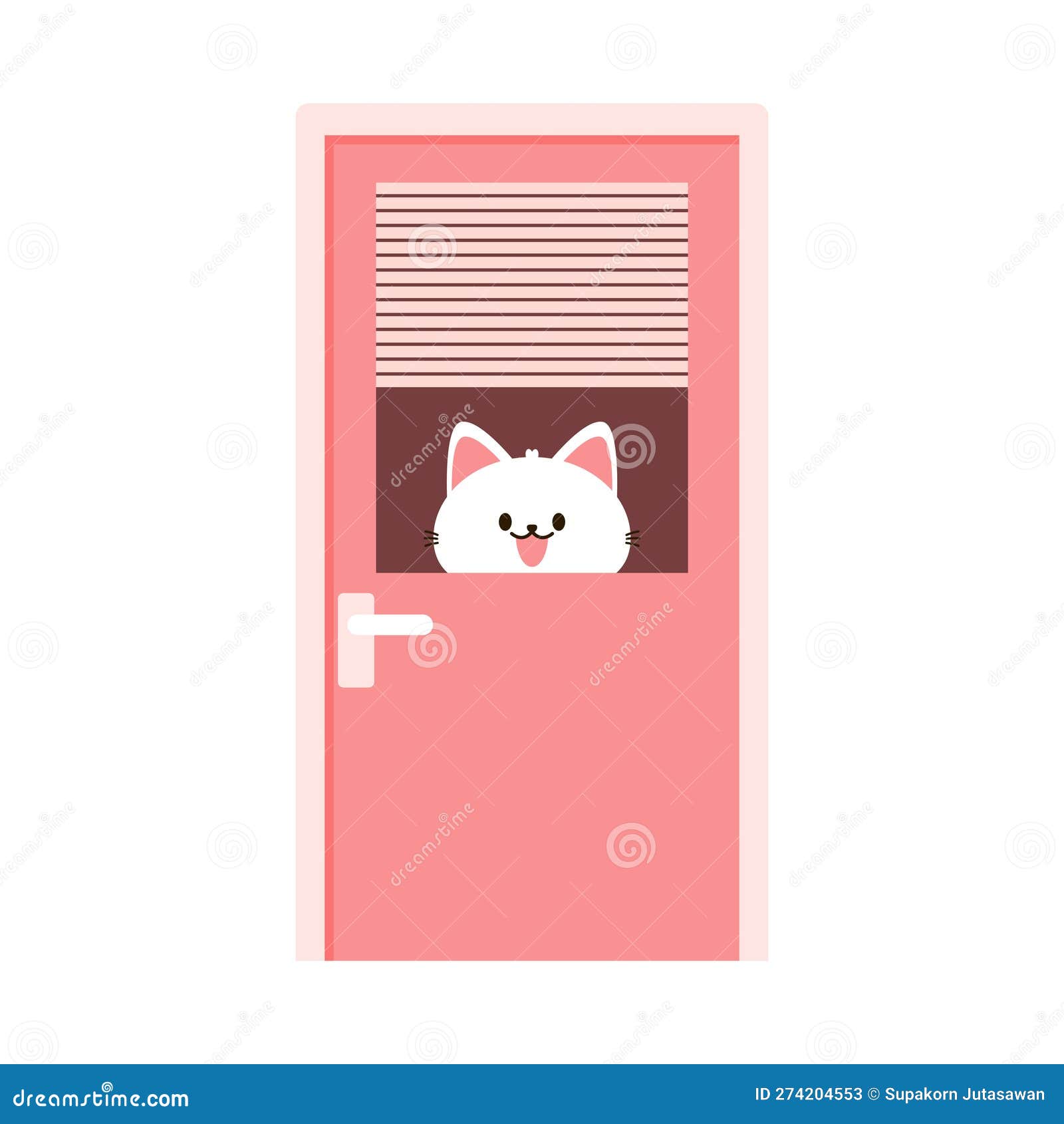 Cute Cat Behind a Door. Cat Cartoon Vector Stock Vector - Illustration ...