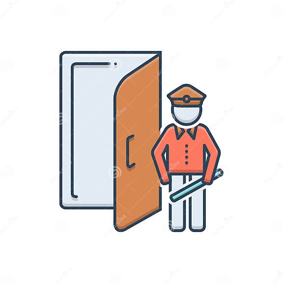Color Illustration Icon for Doorman, Doorkeeper and Service Stock ...