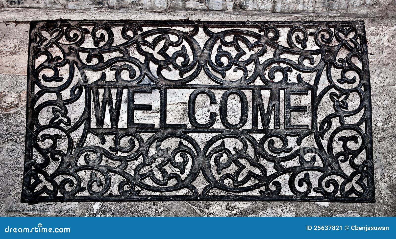 The Doormat Curved Steel of Welcome Text Stock Image - Image of curl ...