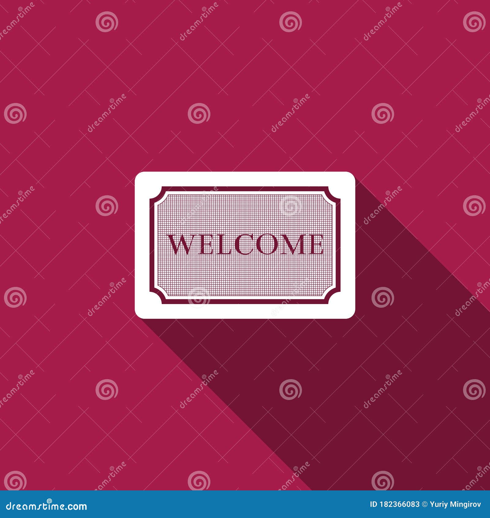 Doormat with the Text Welcome Icon Isolated with Long Shadow. Welcome ...