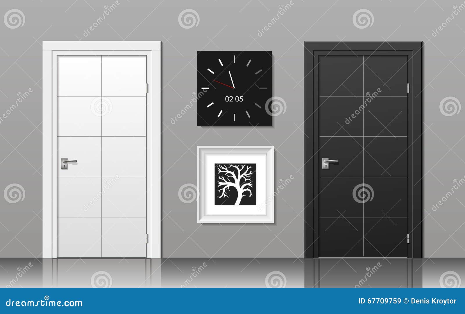 Doors black and white stock illustration. Illustration of choice - 67709759
