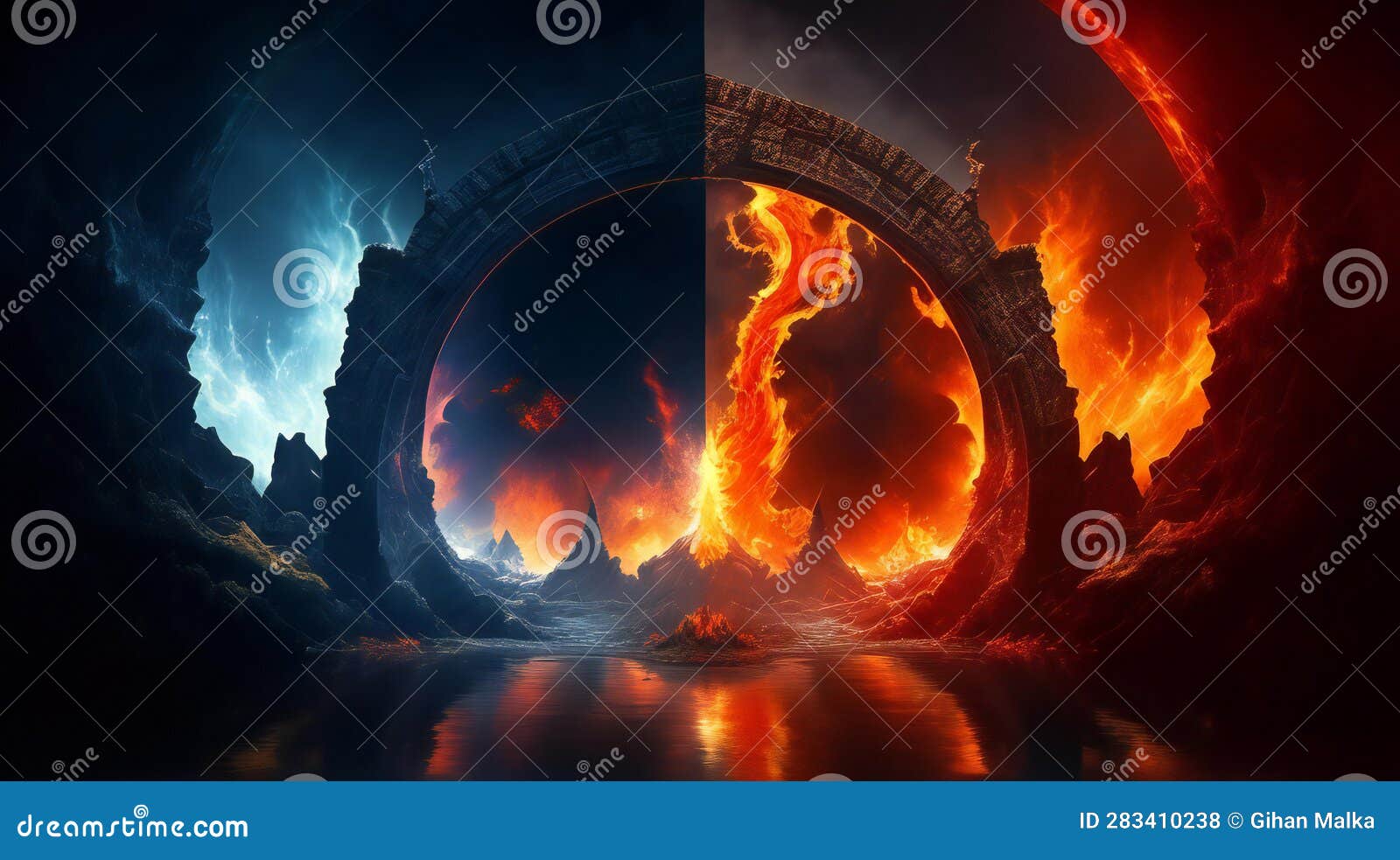 Doors for Heaven and Hell Portal Stock Illustration - Illustration of ...