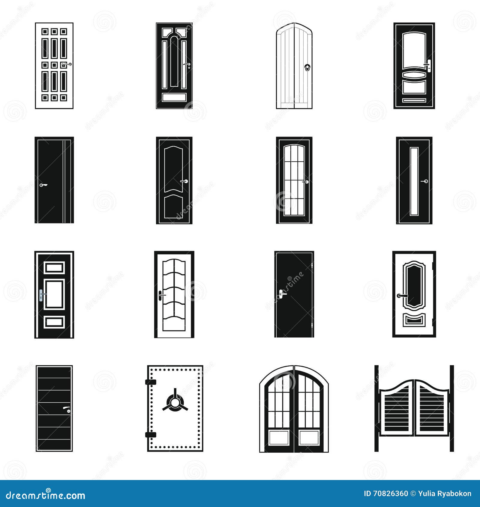 Doors Icons. Emergency Exit With Arrow Symbols. Fire Exit Signs Vector ...
