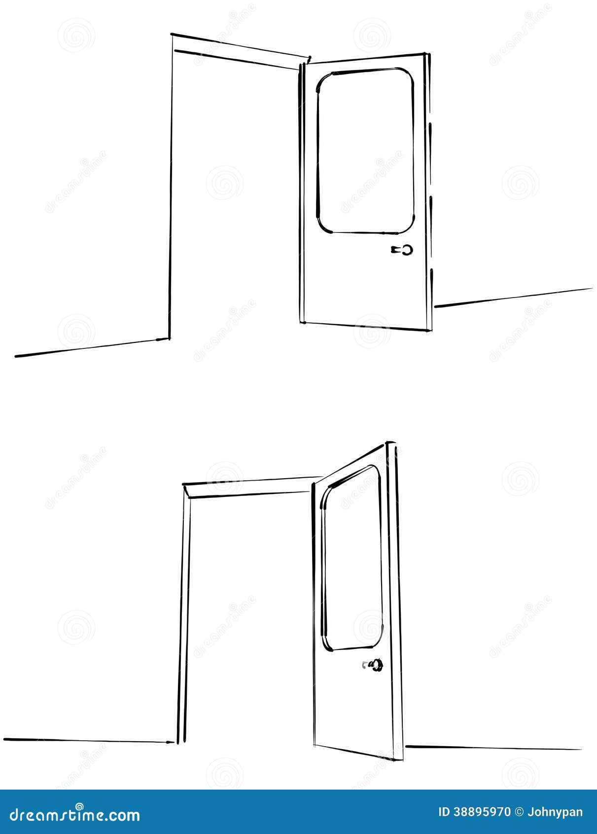 Open Closet Door Sketch