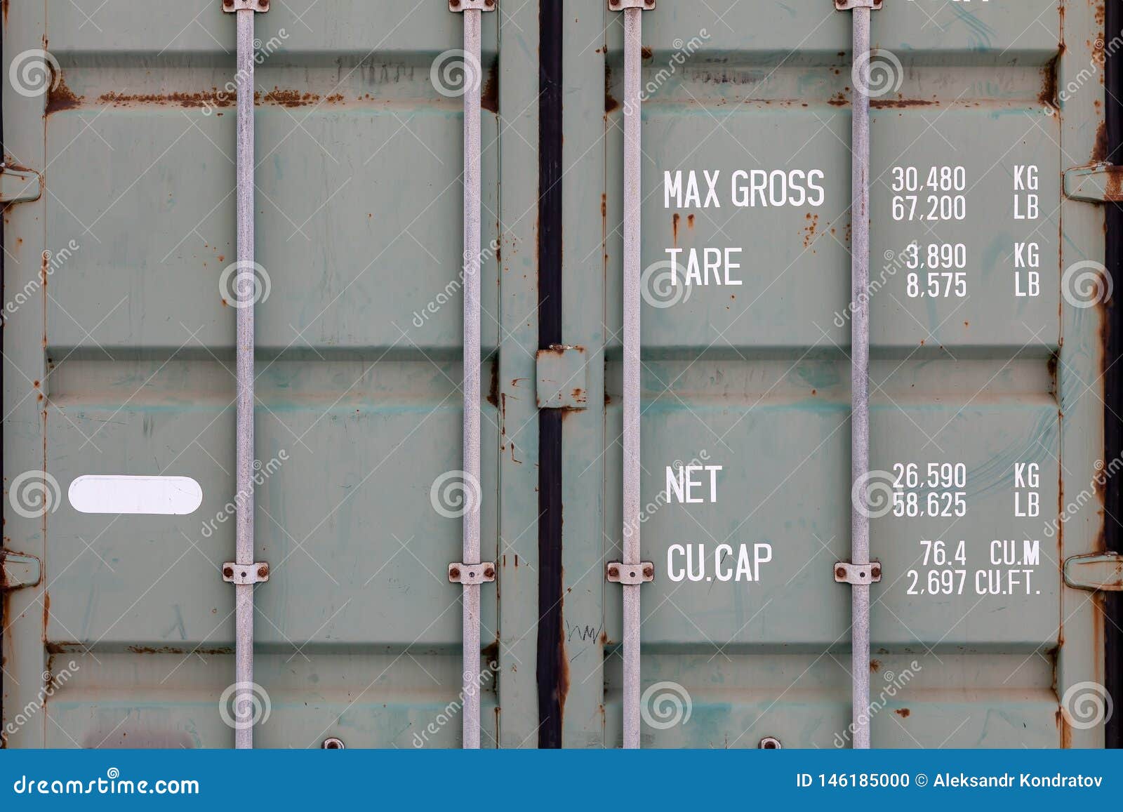 The Doors of a Large Old Container are Painted in Close-up in Green ...