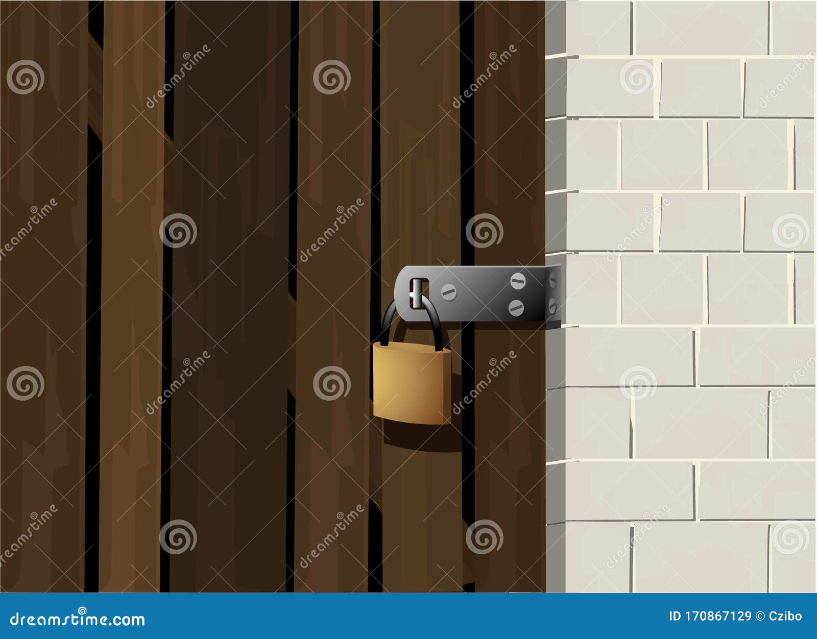 Doors Locked with Traditional Padlock Stock Vector - Illustration of ...