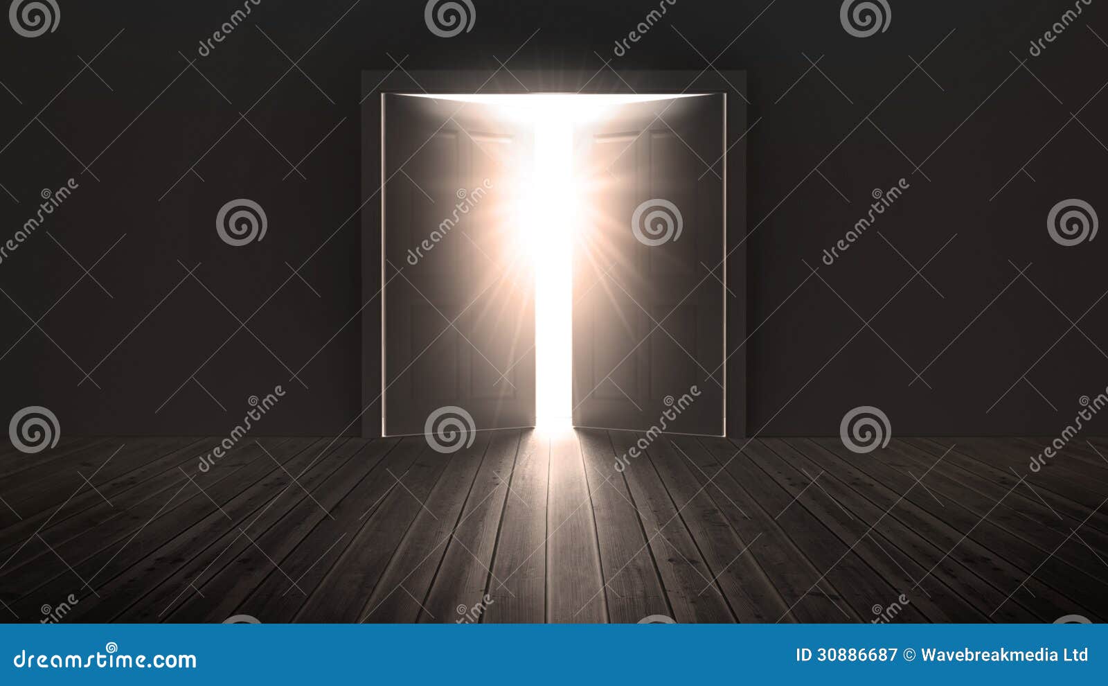 Doors Opening To Show a Bright Light Stock Illustration - Illustration ...