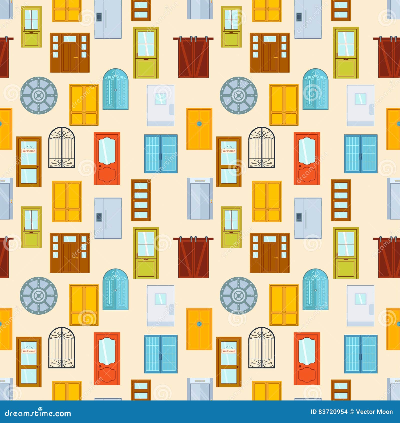Doors Seamless Pattern Vector Illustration. Stock Vector - Illustration ...