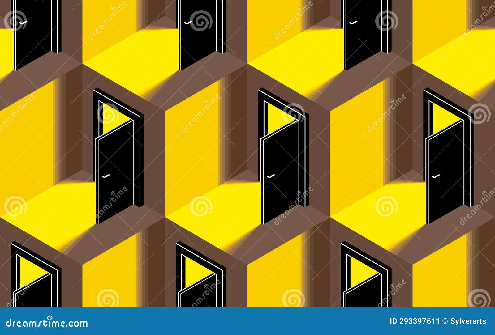 Doors Seamless Vector Background, Surreal 3D Dimensional Stock Vector ...