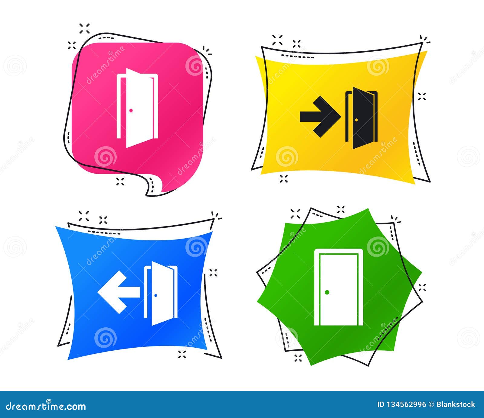 Doors Signs. Emergency Exit with Arrow Symbol. Vector Stock Vector ...