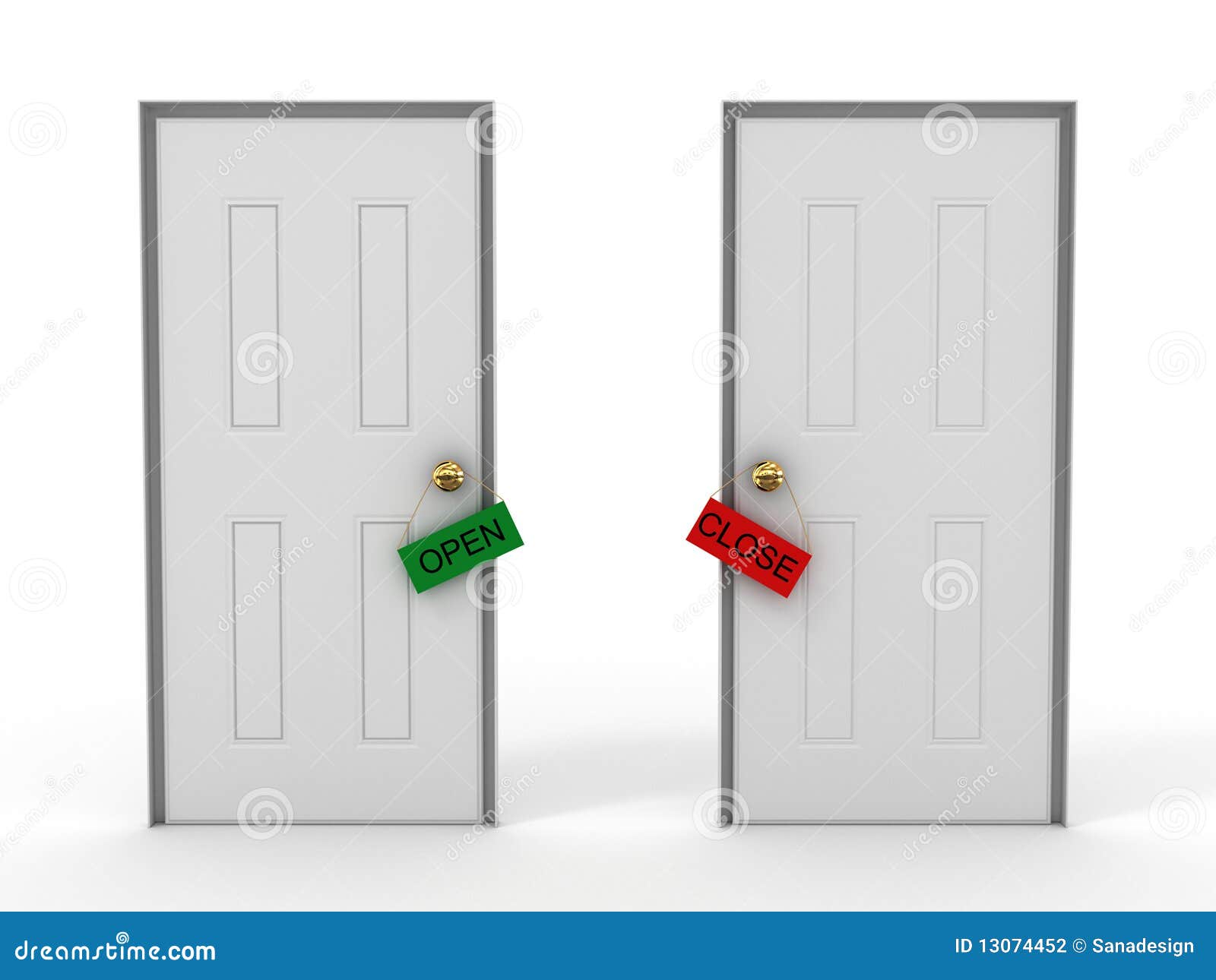 Doors with Tags Open and Close Stock Illustration - Illustration of ...