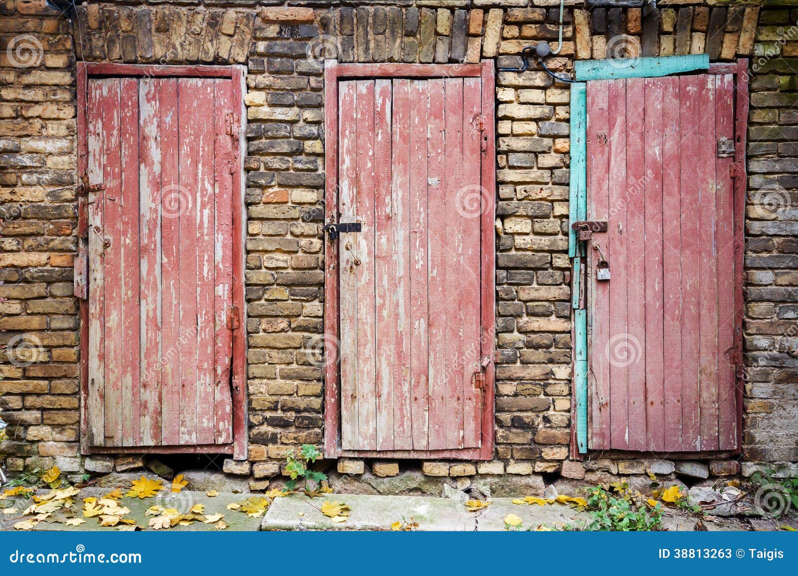Doors in a wall stock image. Image of brick, autumn, exterior - 38813263