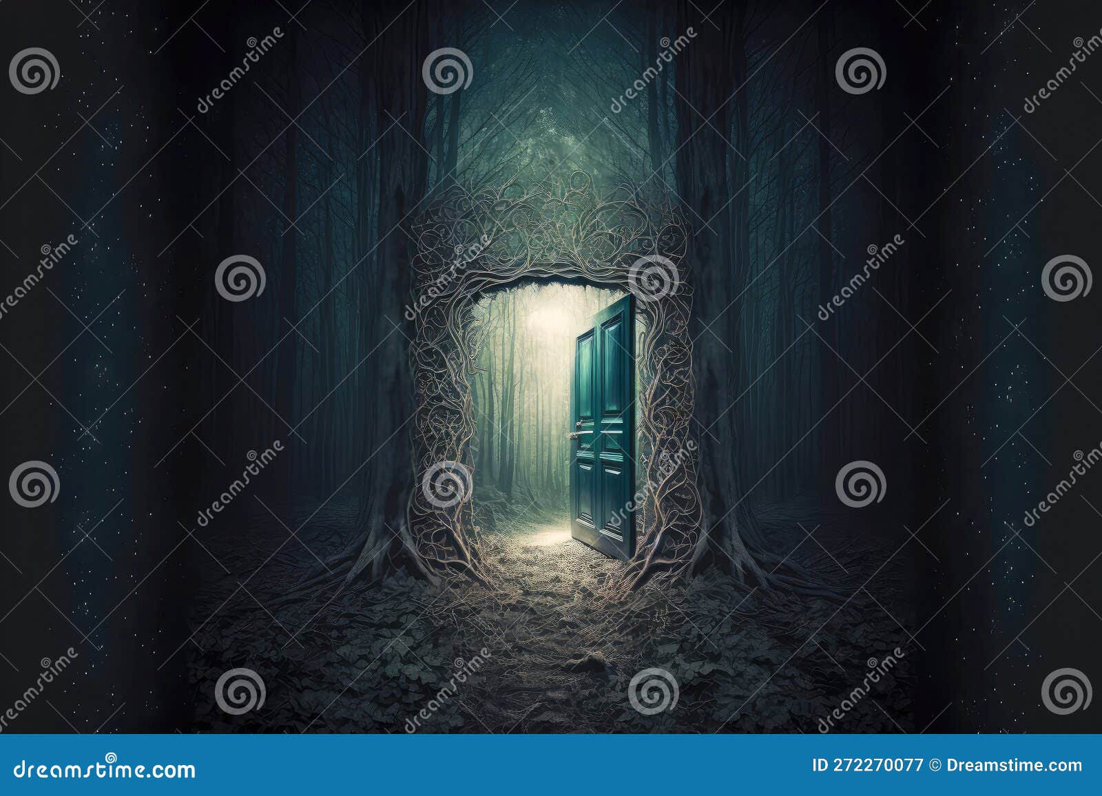 Doorway with Door As Exit into Mysterious Forest Stock Image - Image of ...