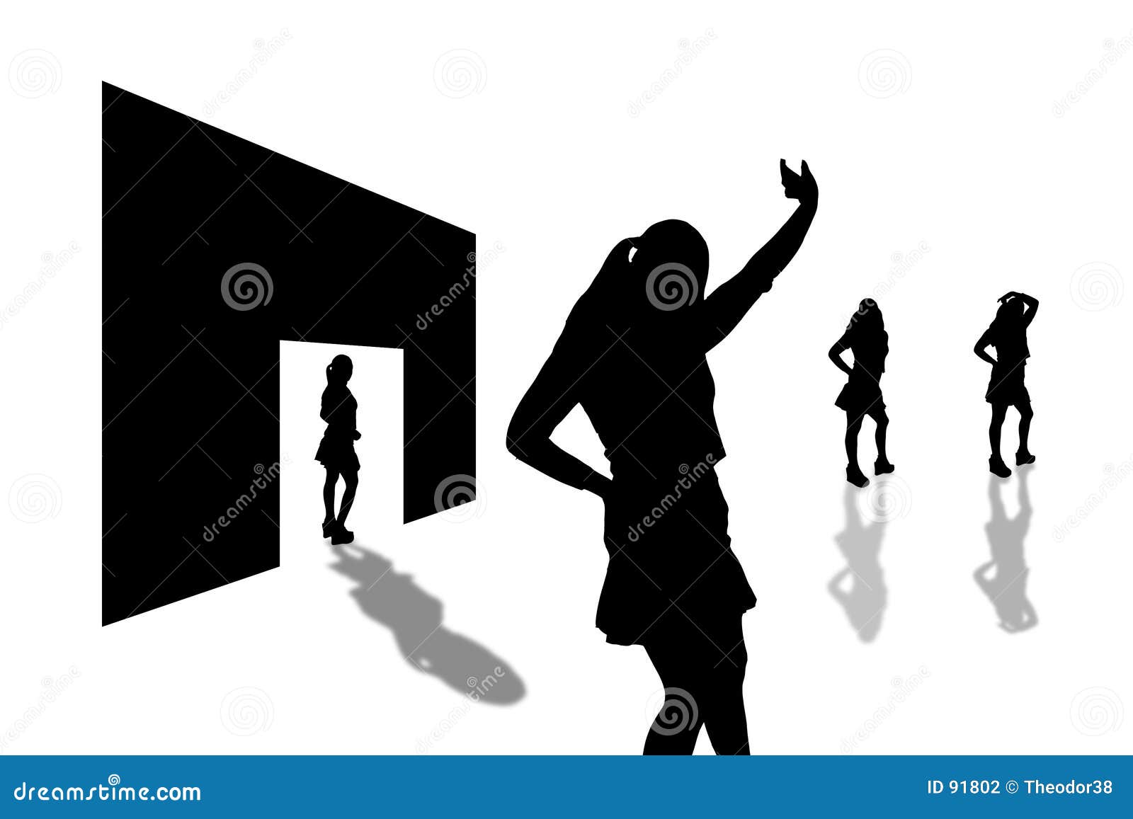 Doorway shadows-2 stock illustration. Illustration of girl - 91802
