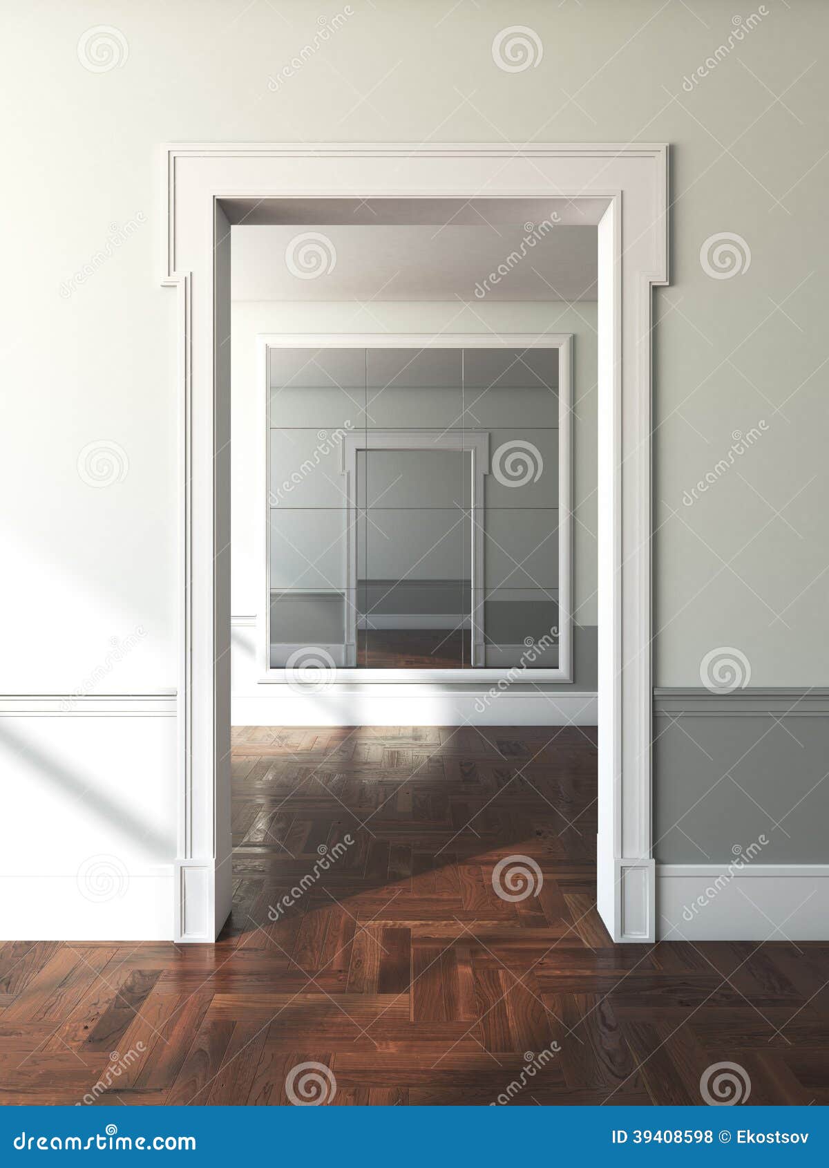 Doorway To Empty Room with Mirror Stock Photo - Image of paintings ...